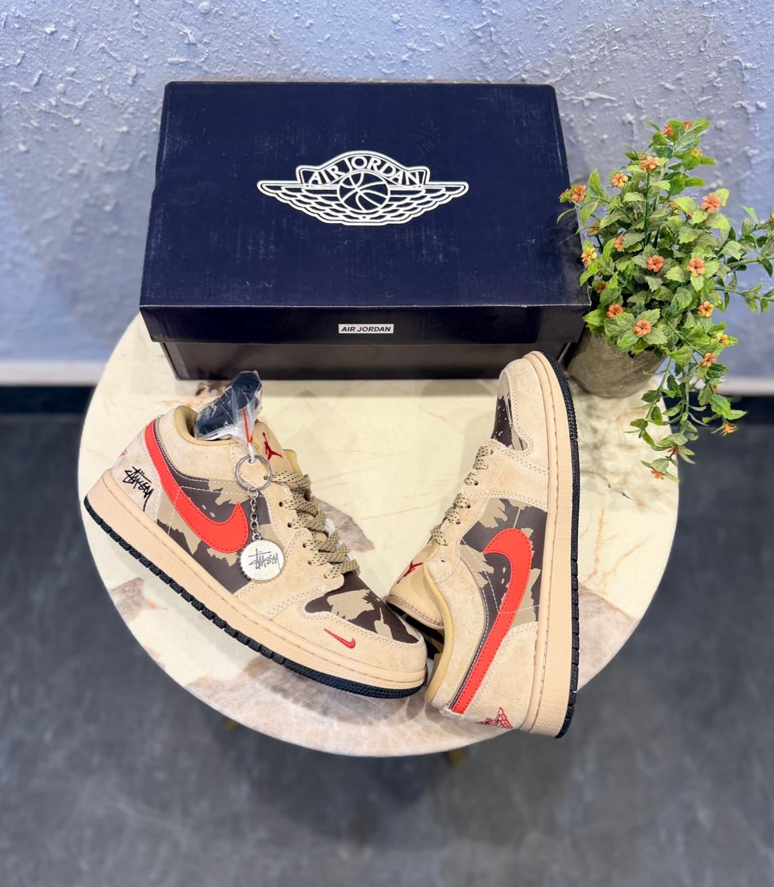 AIR JORDANS RETRO 1 LOW STUSSY X TRAVIS CAMO – Snapkicks